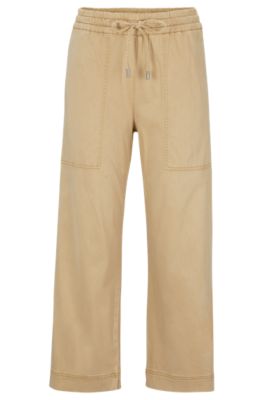 BOSS - Pantalon Relaxed Fit à cordon de serrage en satin stretch teint ...
