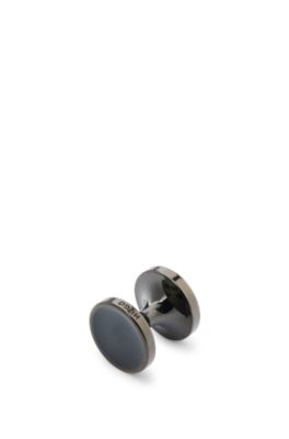 HUGO - Round cufflinks with enamel core and logo - Black