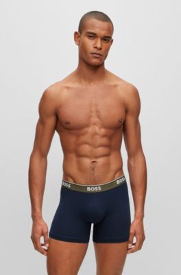 BOSS - Three-pack of stretch-cotton boxer briefs with logos