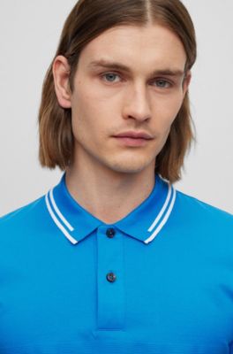 BOSS - Рубашка поло приталенного кроя из хлопка интерлок с жаккардовыми ...
