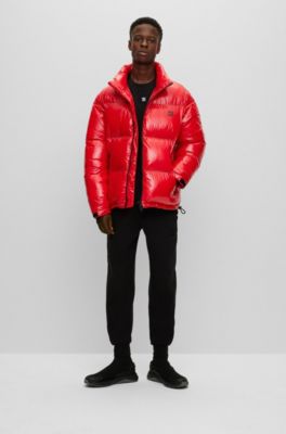 Calvin Klein Solid Zip Logo Band Puffer Jacket In Red For, 54% OFF