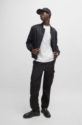 HUGO - Cotton-jersey T-shirt with embossed stacked logo - White