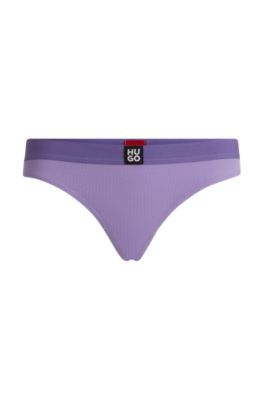 HUGO - Ribbed stretch-modal briefs with stacked-logo waistband - Light ...
