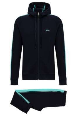 Hugo Boss Regular-fit Tracksuit With Logos And Piping In Blue | ModeSens