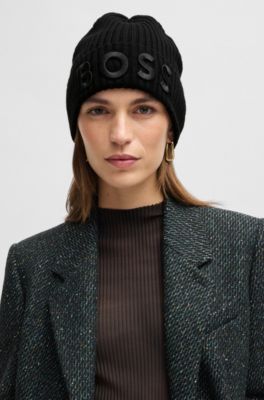 BOSS - Virgin-wool beanie hat with embroidered logo