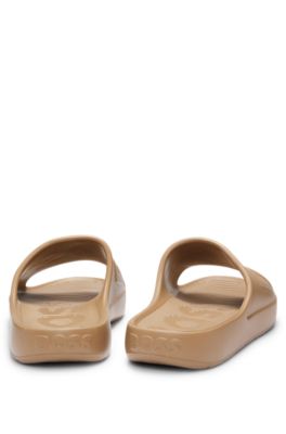 BOSS - Lightweight EVA slides with logo strap - Beige