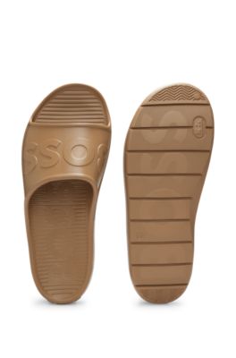 BOSS - Lightweight EVA slides with logo strap - Beige