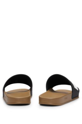 BOSS - Italian-made slides with raised logo - Beige