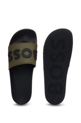 BOSS - Italian-made slides with raised logo - Light Green