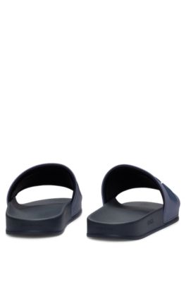 BOSS - Chanclas con logo en relieve fabricadas en Italia - Azul oscuro