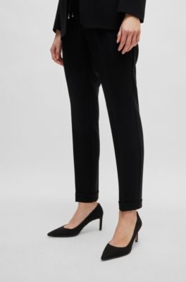 BOSS - Suede pumps with pointed toe and branded stud - Black