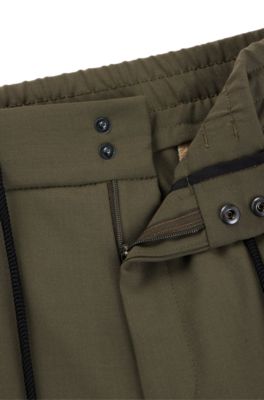 HUGO - Drawstring trousers in performance-stretch fabric - Khaki