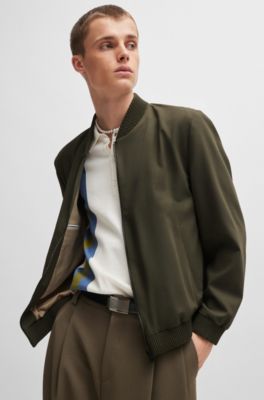 HUGO - Slim-fit jacket in performance-stretch cloth - Khaki