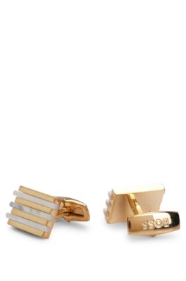 BOSS - Brass cufflinks with mother-of-pearl inserts - White