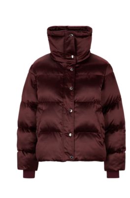 BOSS - Regular-fit puffer jacket with high collar - Dark Red