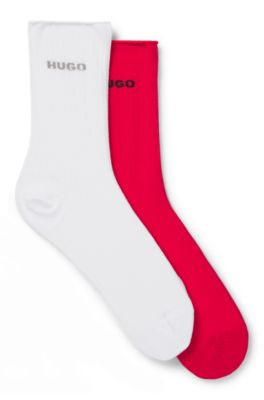 HUGO - Two-pack of quarter-length socks with logo details - Red