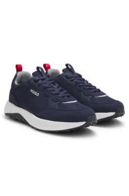 HUGO - Mixed-material trainers with EVA-rubber outsole - Dark Blue