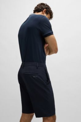 BOSS - Slim-fit shorts in easy-iron four-way stretch fabric - Dark Blue