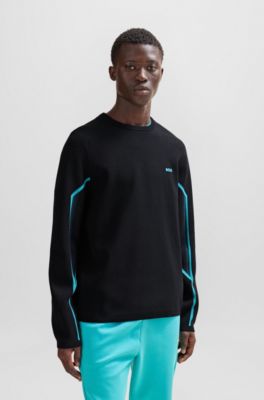 BOSS - Regular-fit sweater with ribbed cuffs in degradé jacquard - Dark ...