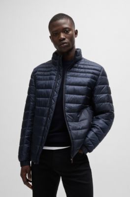 BOSS - Water-repellent padded jacket with logo badge - Dark Blue