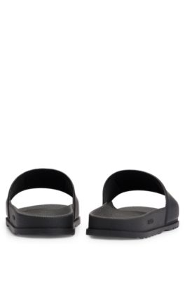 HUGO - Slip-on slides with red logo label - Dark Grey