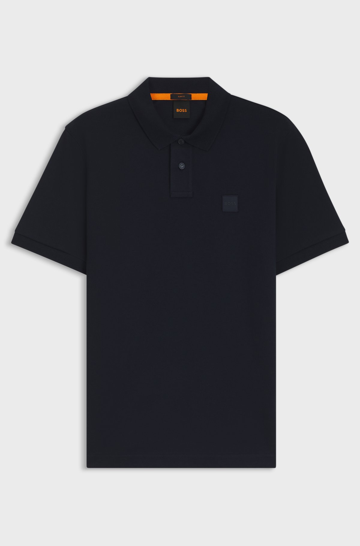 BOSS - Slim-fit stretch-cotton polo shirt with logo patch BOSS - Slim-fit stretch-cotton polo shirt with logo patch