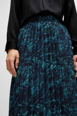 BOSS - A-line plissé skirt in regular fit with seasonal print