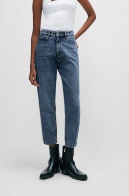 HUGO - Jean mom Relaxed Fit en denim rigide bleu - Bleu