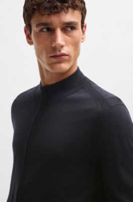 BOSS - Zip-up cardigan in wool, silk and cashmere - Dark Blue