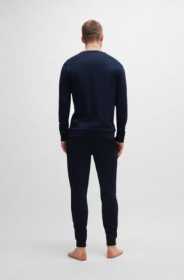 BOSS - Interlock-cotton pyjamas with logo waistband detail - Dark Blue