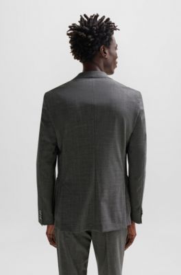 BOSS - Slim-fit suit in micro-patterned virgin wool - Dark Grey