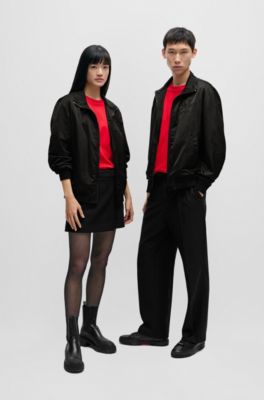 BOSS - Satin jacket in a regular fit with special artwork