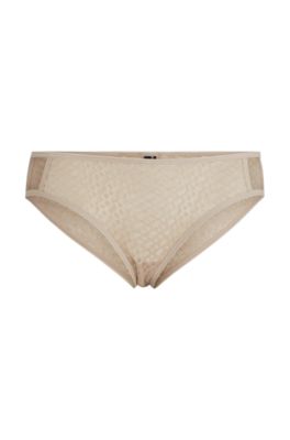 BOSS - Monogram-lace briefs with gold-metal branding