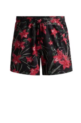 HUGO - Quick-dry swim shorts with all-over print - Black