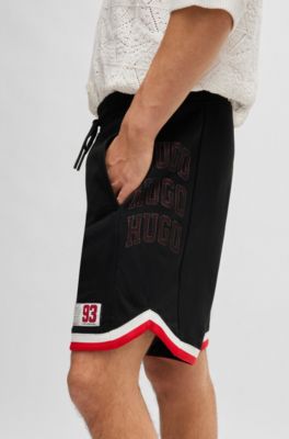 HUGO - Cotton-terry shorts with varsity-style logo