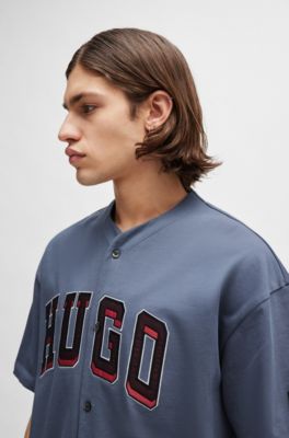 HUGO - Oversized-fit basketball T-shirt with varsity-style branding