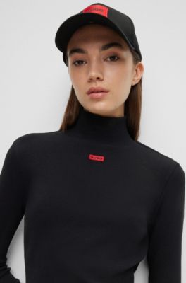 HUGO - Long-sleeved dress with red logo label