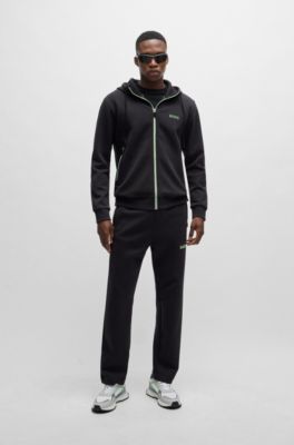 BOSS - Cotton-blend zip-up hoodie with 3D-moulded logo - Dark Grey