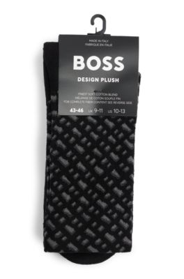 BOSS - Regular-length socks with a monogram pattern - Black