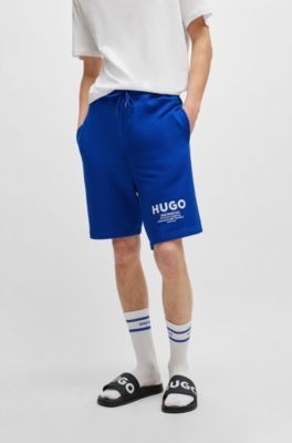 HUGO - Shorts aus Baumwoll-Terry mit Tunnelzug und Logo-Print