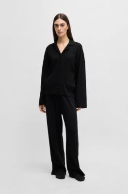 BOSS - Ribbed-cotton pyjamas with logo embroidery - Black