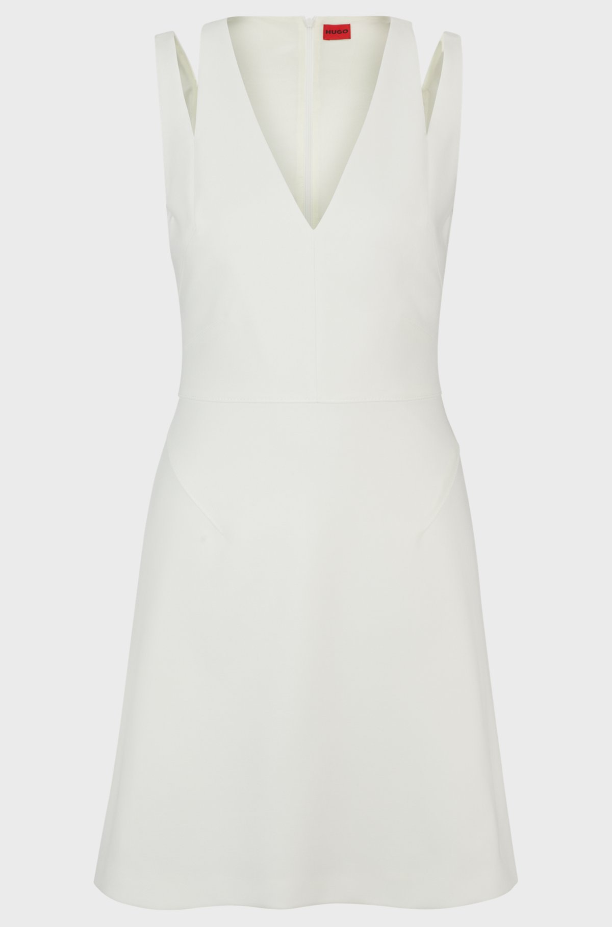 HUGO - V-neck sleeveless dress with cut-out details - White HUGO - V-neck sleeveless dress with cut-out details - White