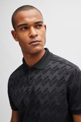 BOSS - Relaxed-fit polo shirt with monogram jacquard