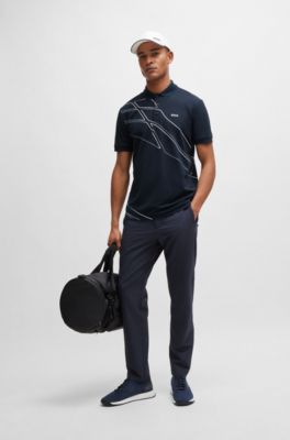 BOSS - Active-stretch cotton-blend polo shirt with seasonal artwork ...