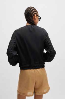 BOSS - Regular-fit zip-closure jacket with patterned drawcord