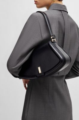 BOSS - Leather shoulder bag with branded hardware - Black