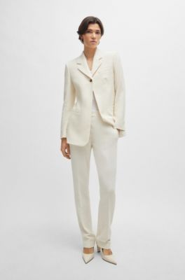 BOSS - Leather pumps with monogram-patterned heels - White