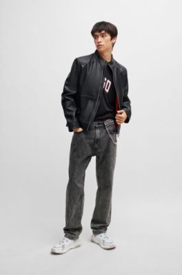 Hugo boss red leather jacket online