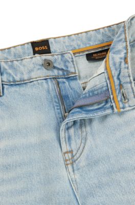 BOSS - Regular-fit jeans in blue rigid denim - Light Blue