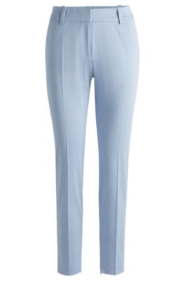 HUGO - Slim-fit cropped trousers with zipped inner hems - Light Blue